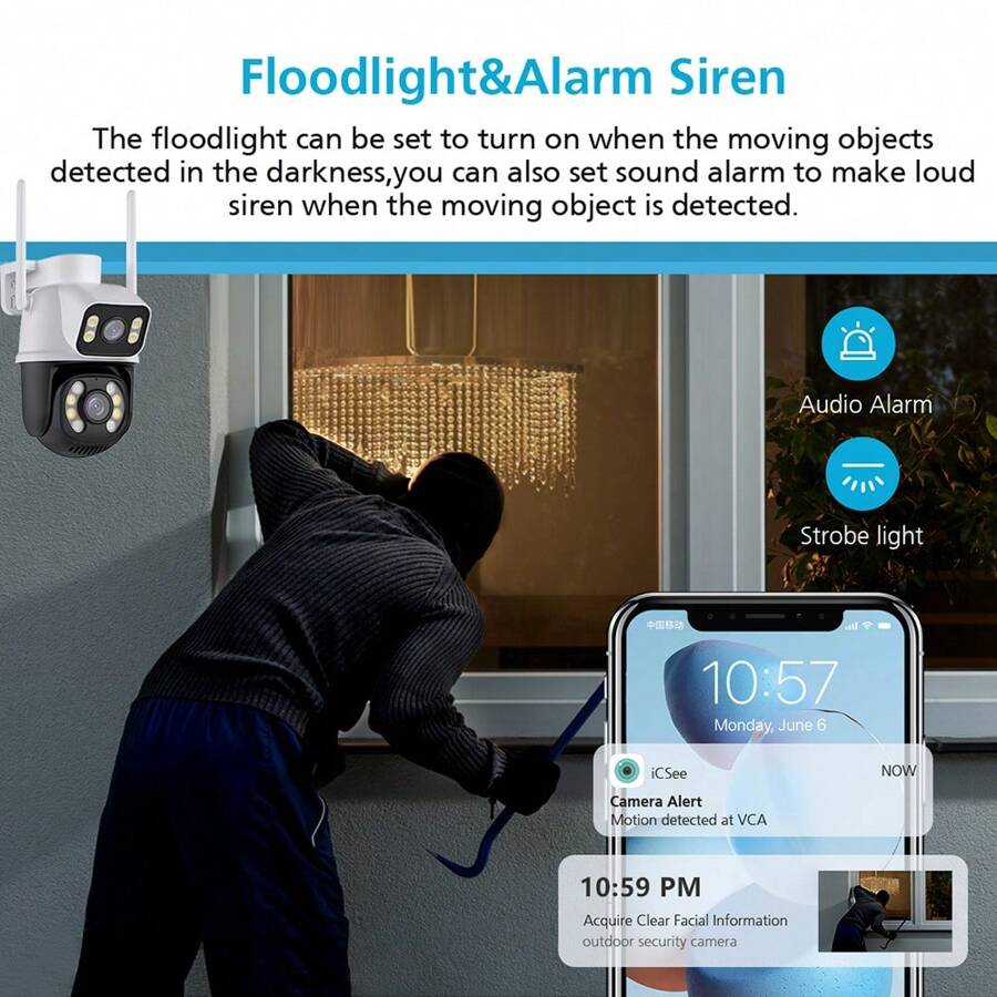 8MP 4K PTZ Wifi Camera Dual Lens Dual Screen AI Human Detect Auto ...