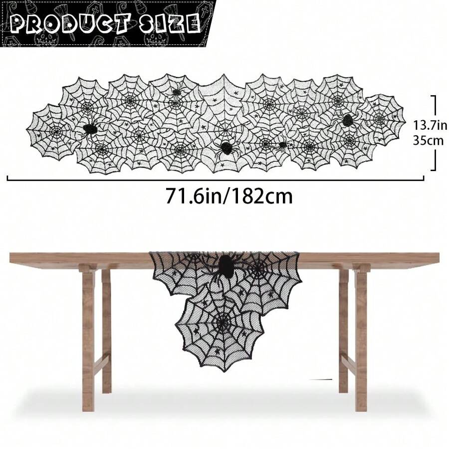 2pcs Table Runner Black Spider Web Table Runner Decorations Indoor ...