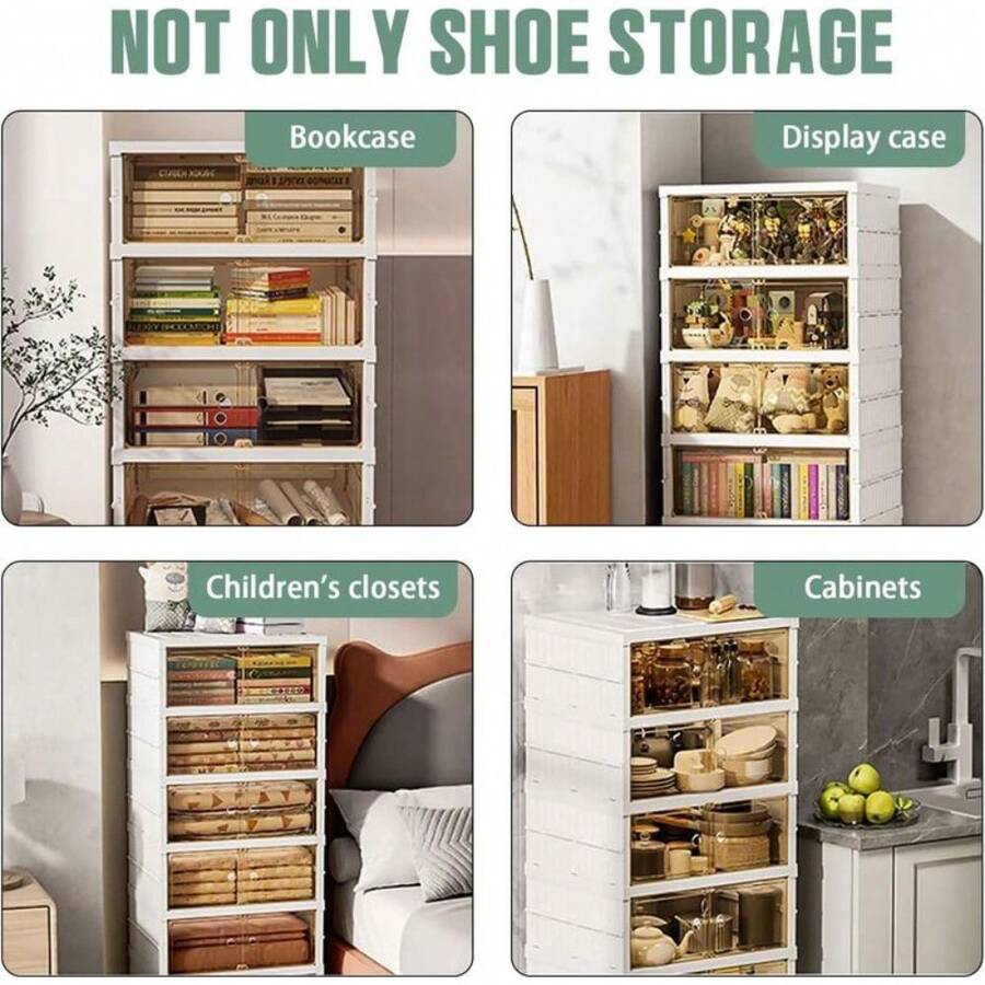 NLDD Expandable 9-Tier Shoe Rack With Clear Doors And Wheels ...