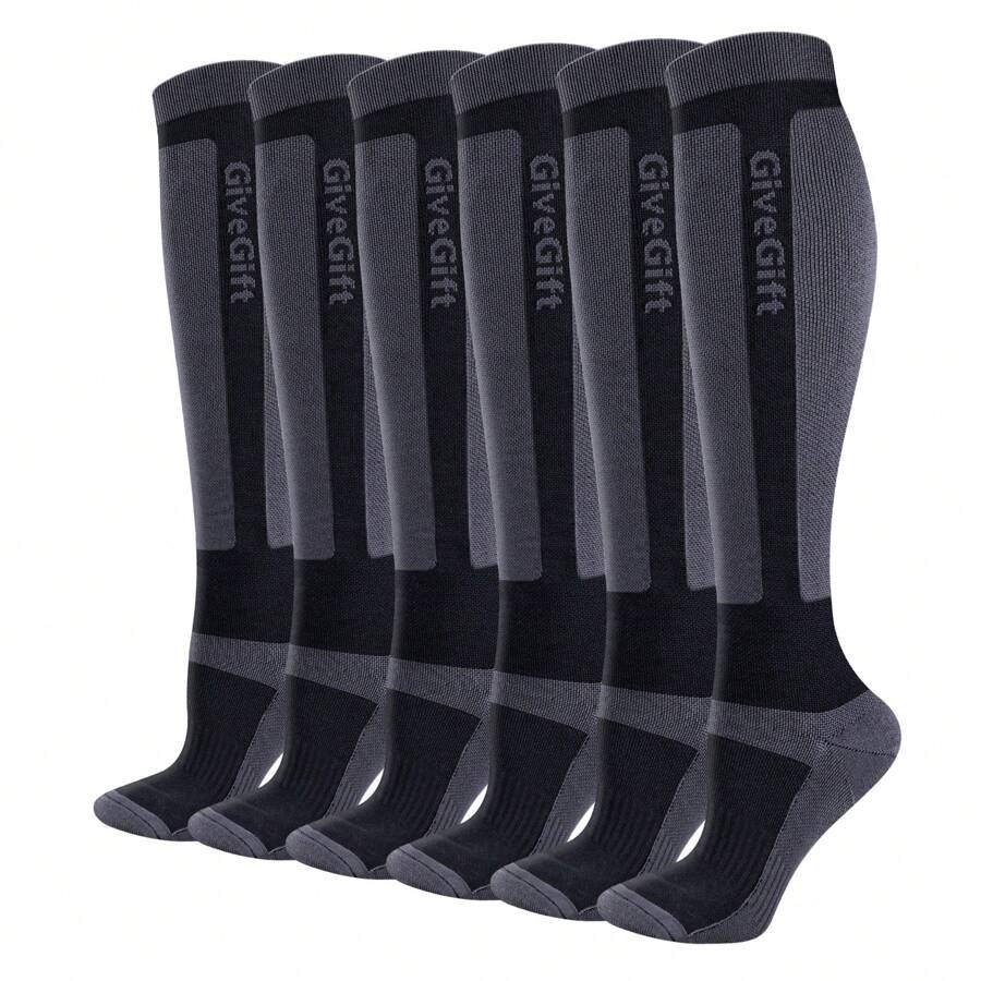 3 Pairs Men Compression Socks Circulation Under Knee High Stockings For ...