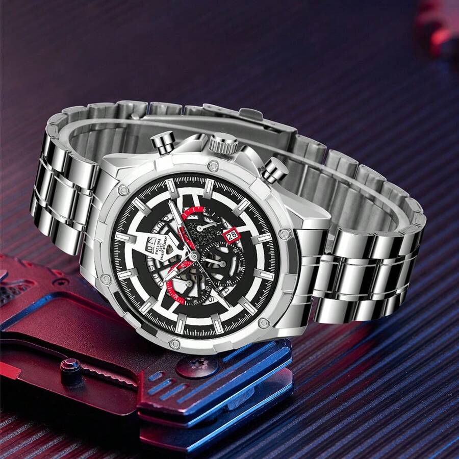 Watches For Men Waterproof Stainless Steel Quartz Men's Watch Skeleton ...