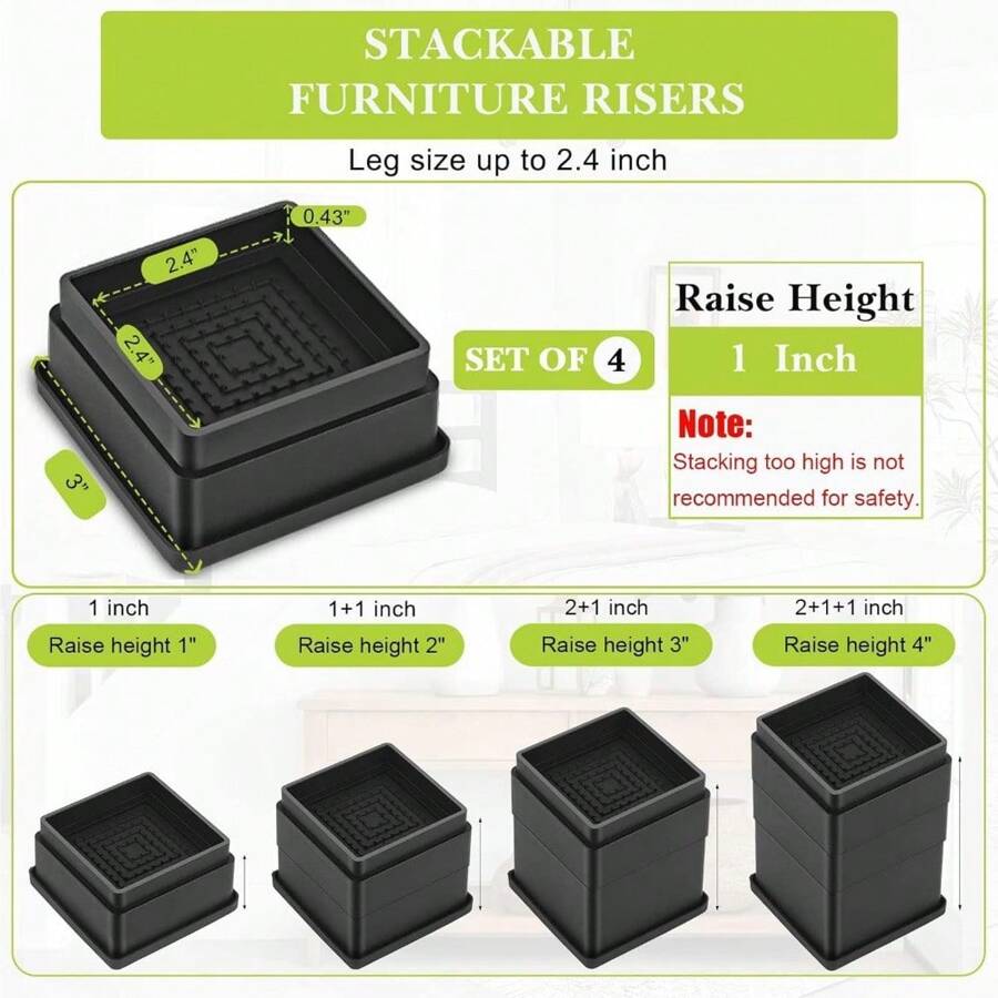 Furniture Risers, Adjustable Bed Risers Heavy Duty For Table Desk Couch ...