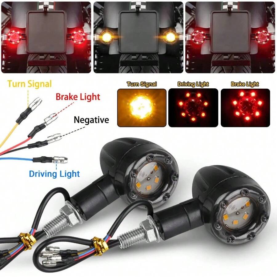 Motorcycle LED Mini Turn Signal Light Bullet Moto Indicators Stop Light ...