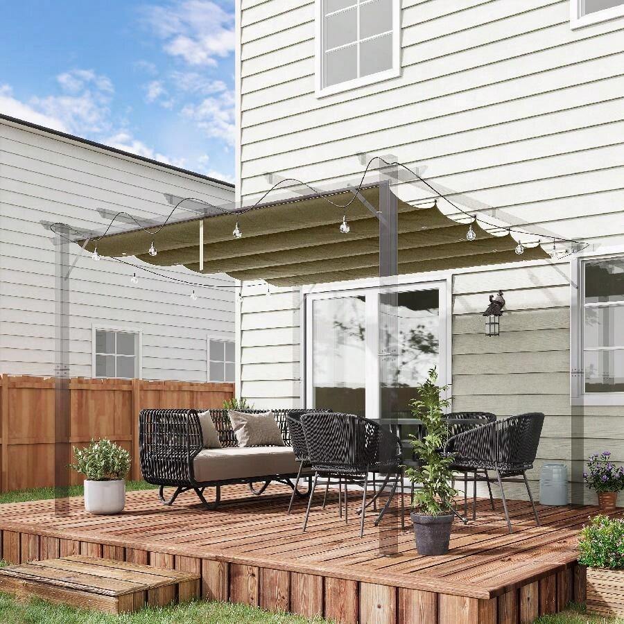 Outsunny Outsunny Retractable Pergola Shade Cover, Replacement Canopy ...
