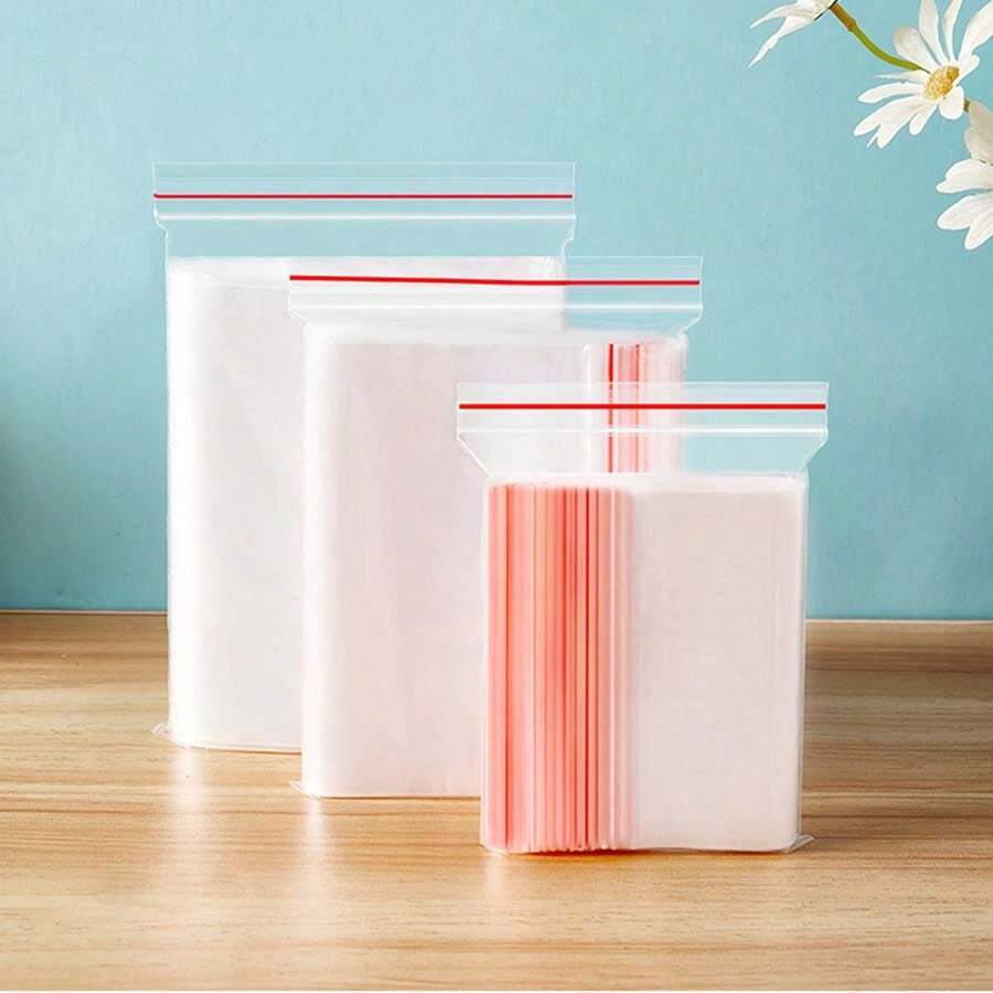 100pcs PE Airtight Plastic Bag, Resealable Food Storage Bags, Thick ...