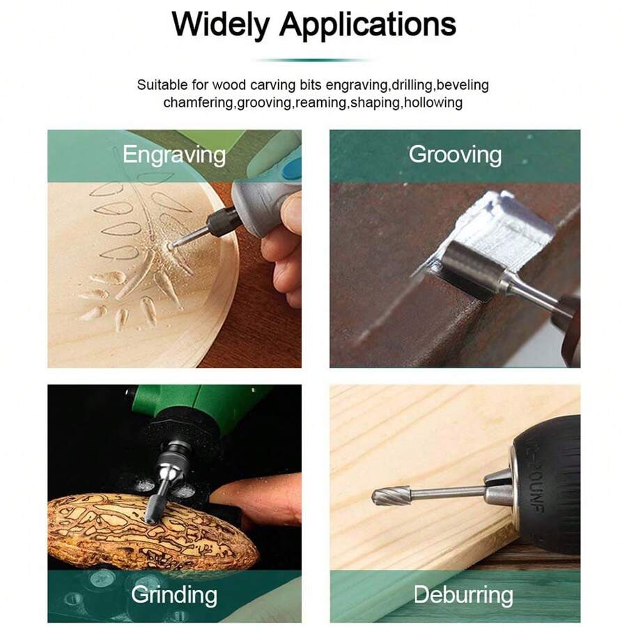 40 pièces set de burins rotatifs en acier à coupe rapide, accessoires ...