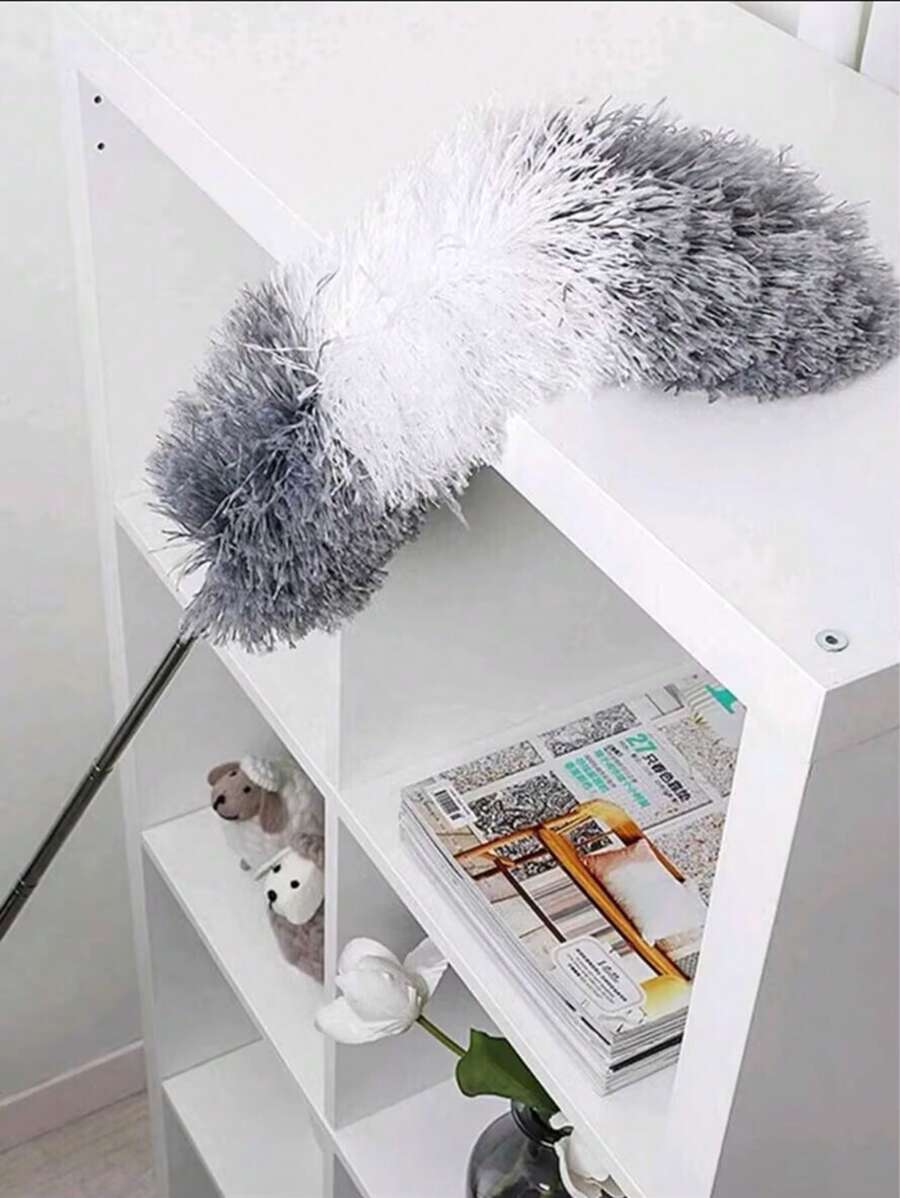 1pc Stretchable & Bendable Stainless Steel Duster With Grey & White ...