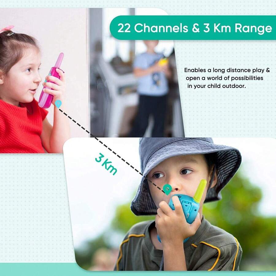 3KMS Long Range Children Walkie Talkies Toy Kids 22 Channels 2 Way ...