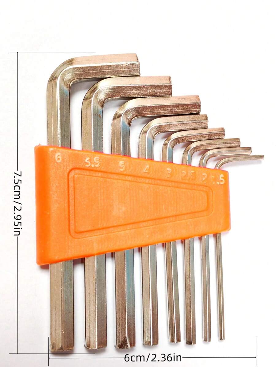 8-Piece Hexagonal Wrench Set 1.5mm-6mm Metric L-Shaped Long Arm ...