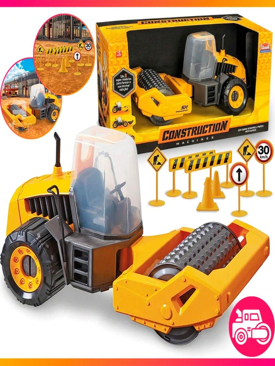 Veiculo De Brinquedo Trator Rolo Compactador Compressor Gigante ...