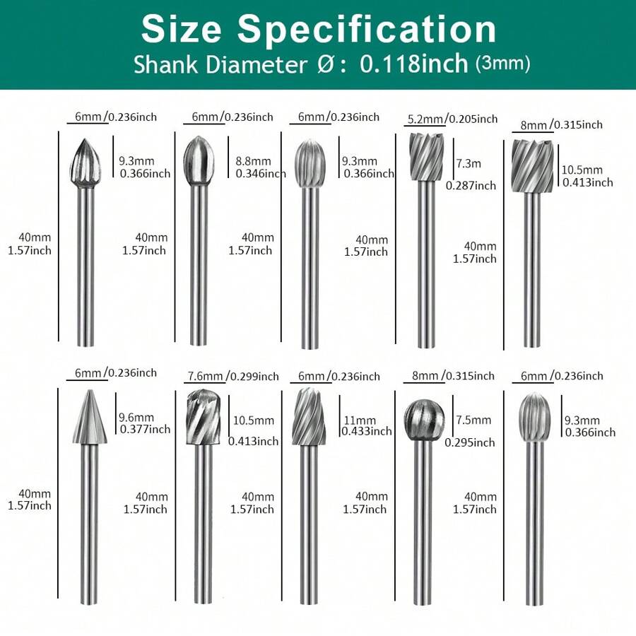40PCS HSS Rotary Burr Set, Carving Bits And Engraving Router Bit Set ...