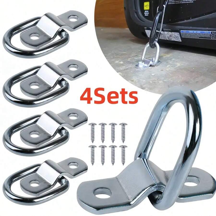 4 Sets Cargo Lashing Surface Mount D Ring Staple Cleat Tie Down Ring ...