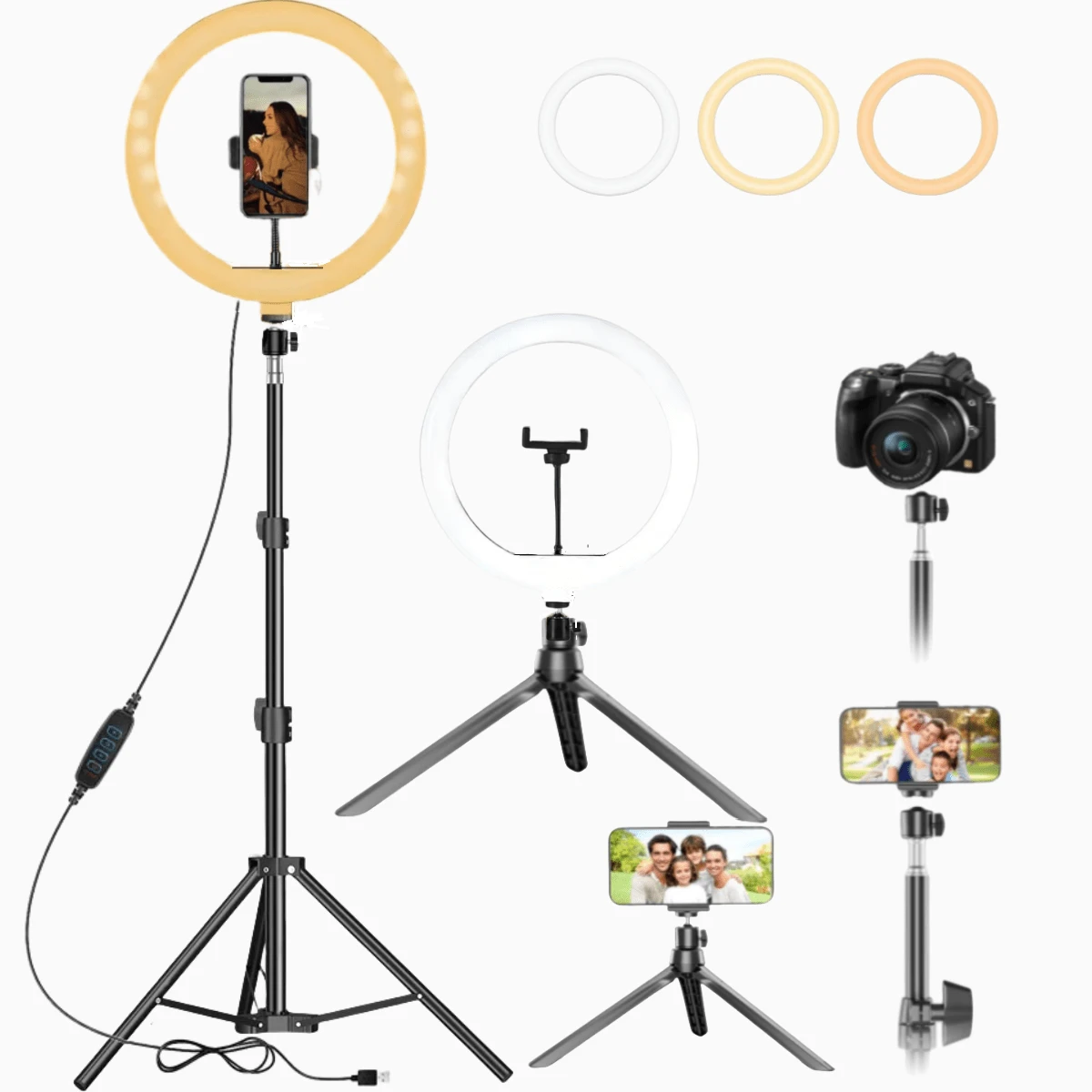 13''Ring Light With Stand And Phone Holder, Desk Tripod,, Selfie Light ...