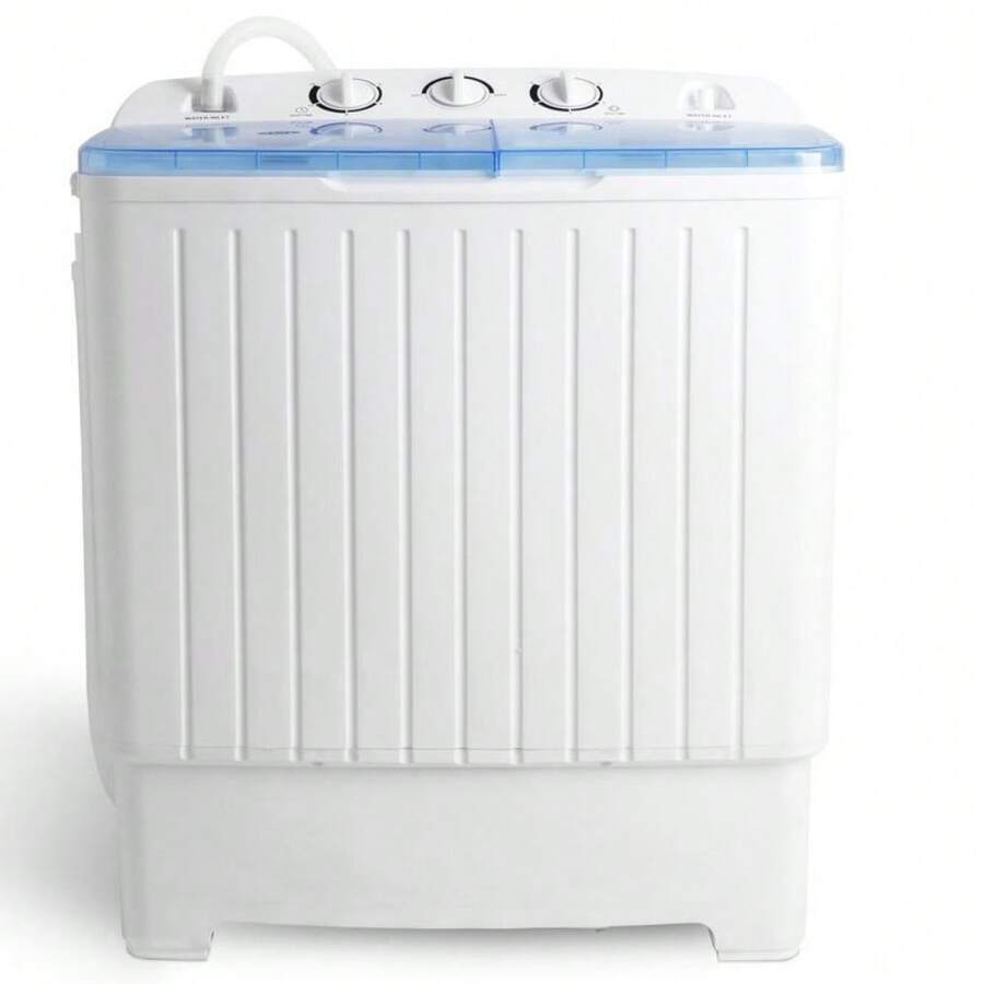 SUPERDEAL 2IN1 Semiautomatic Mini Compact Twin Tub Washing Machine 17.6lbs Home Portable Washer ...