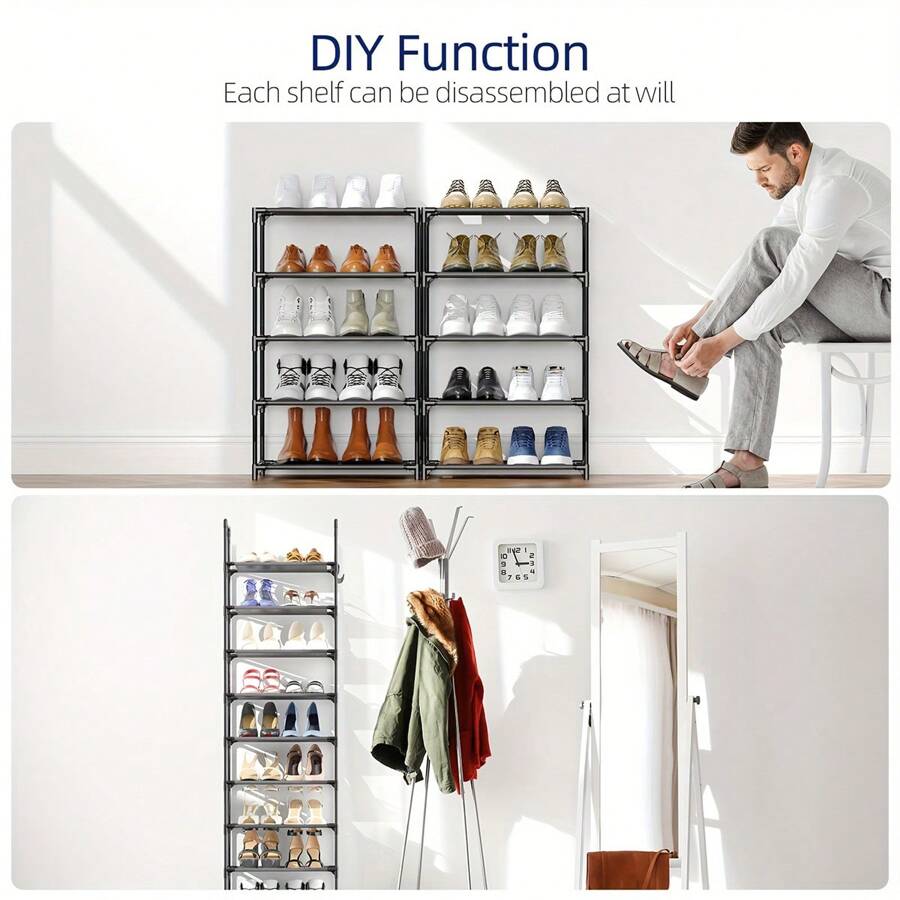 1 Pc 10-Tier Shoe Rack, Entry, High Capacity Shoe Cabinet, Can Store 20 ...