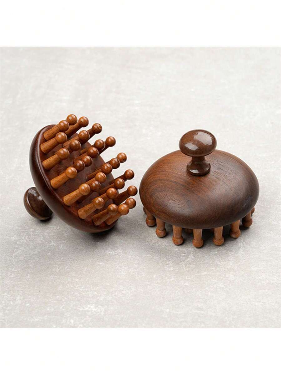 Multi-Functional Wood Therapy Massage Comb Scalp Head Massager Natural ...