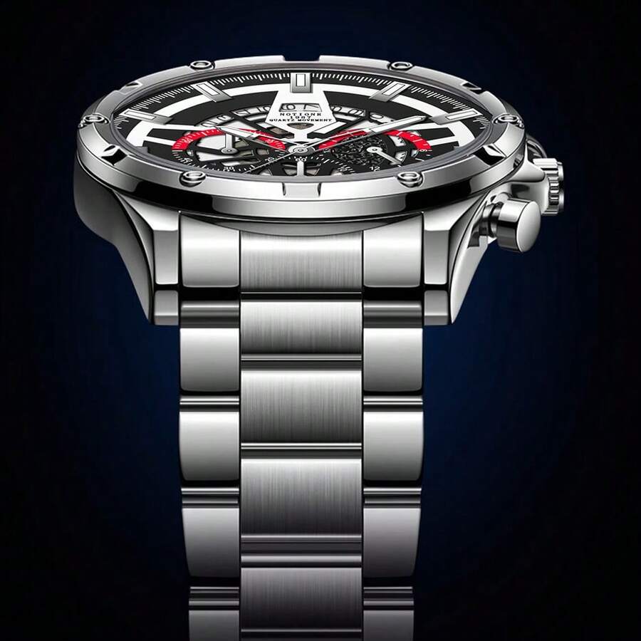 Watches For Men Waterproof Stainless Steel Quartz Men's Watch Skeleton ...