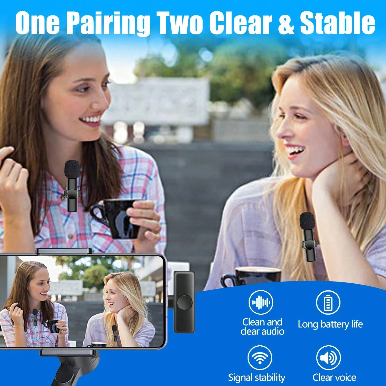 Professional Wireless Lavalier Lapel Microphone For TypeC Cordless ...