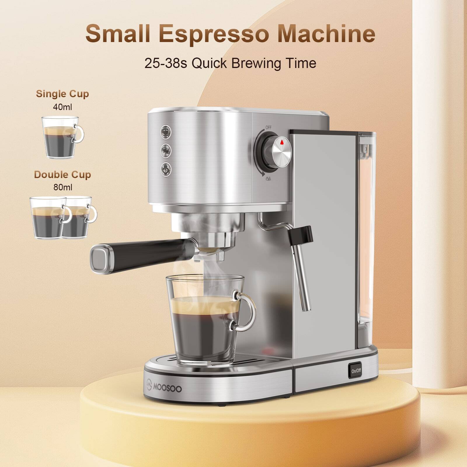 Home Espresso Machine With 20-Bar Professional Italian Pump And Steam ...