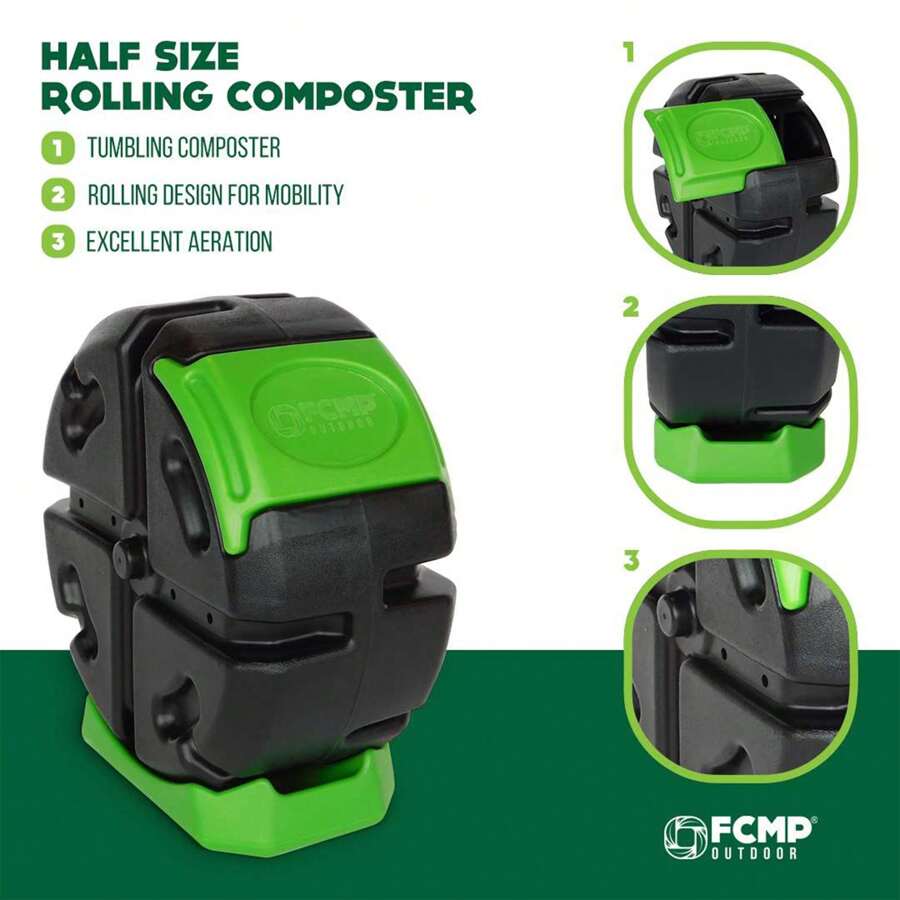 FCMP Outdoor FCMP Outdoor Half Size 19 Gallon Plastic Rolling Composter ...