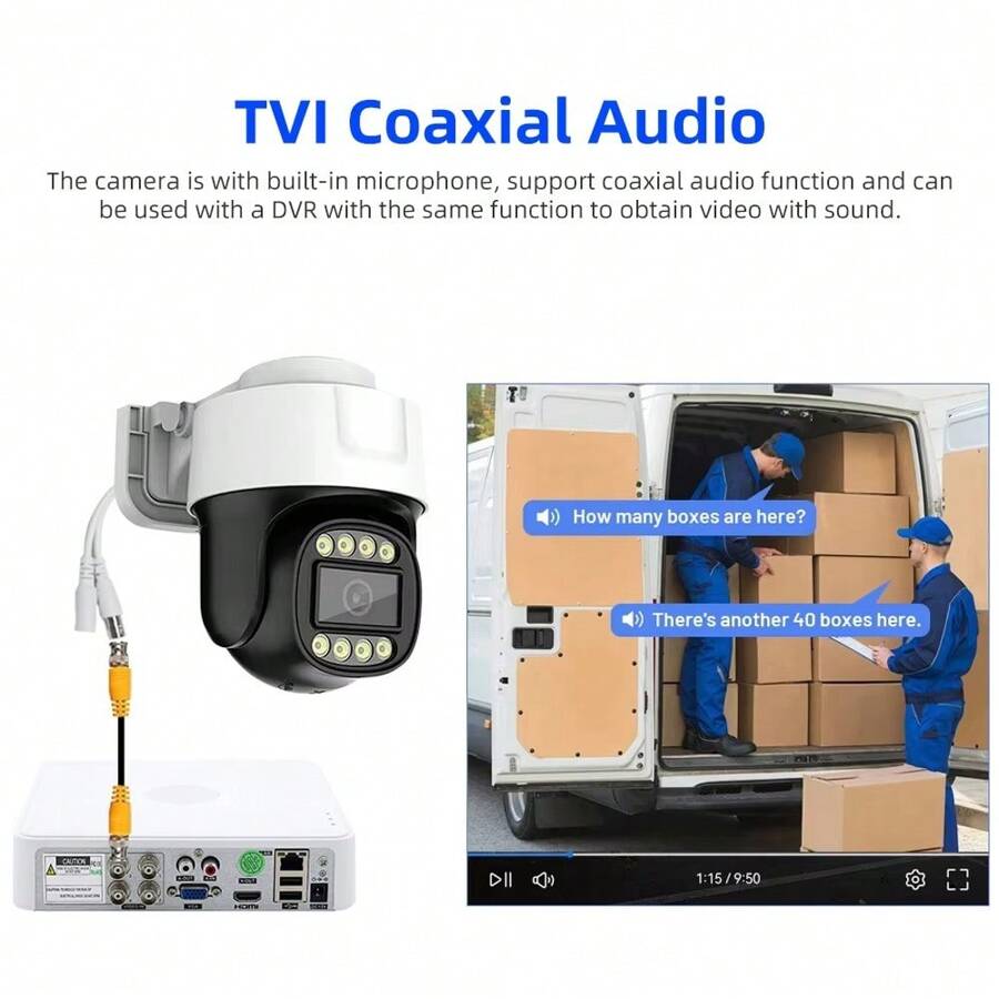 CCTV 1080P AHD PTZ Camera Full Color Night Vision UTC Coaxial BNC Audio ...