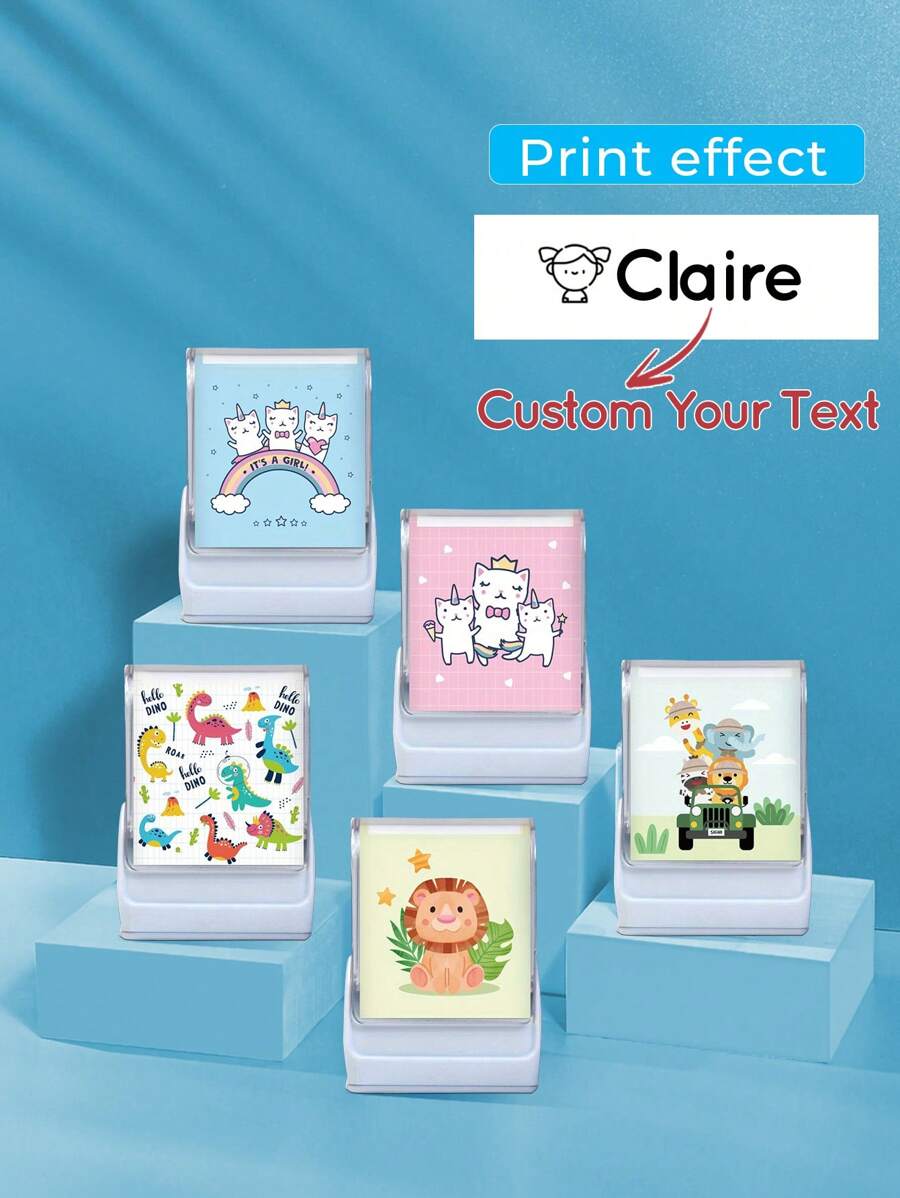 1 Customizable Cartoon Pattern Name Stamp - Waterproof, Non-Fading ...