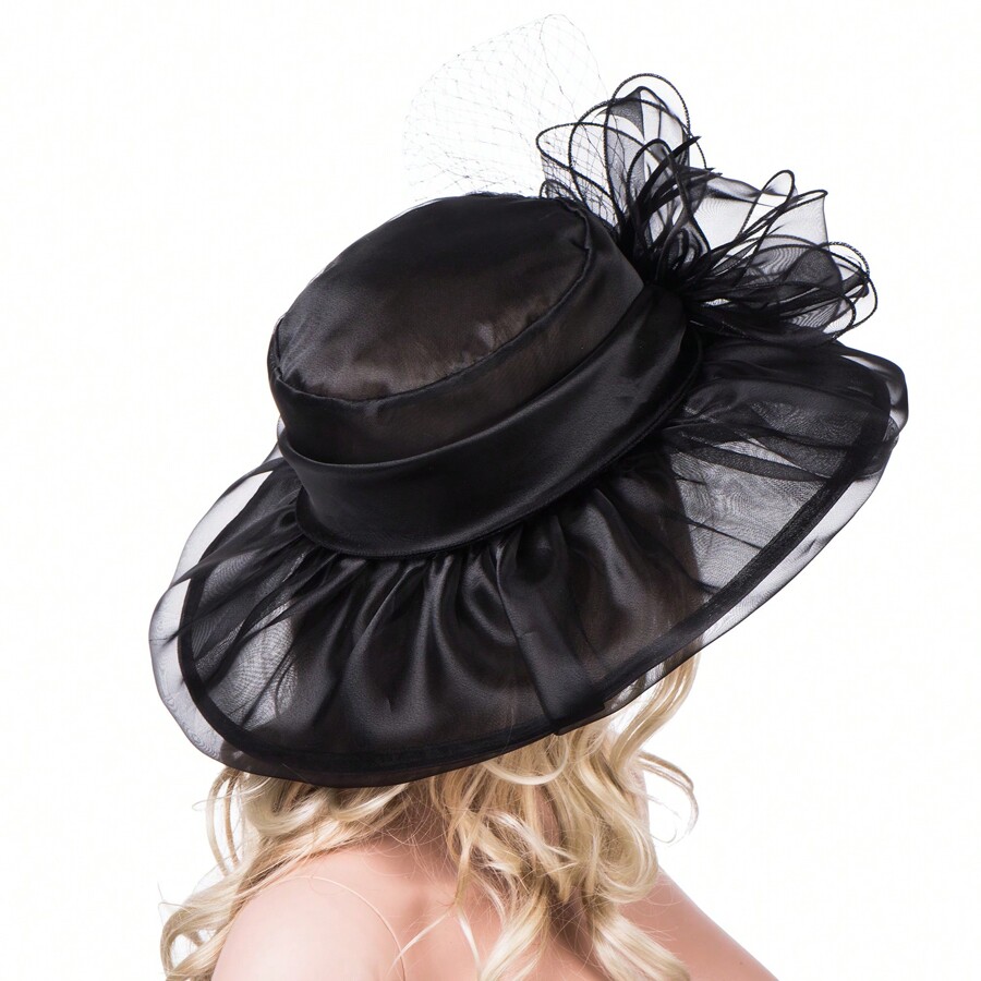 1 Pc Packable Women Formal Church Wedding Kentucky Derby Wide Brim Tea ...