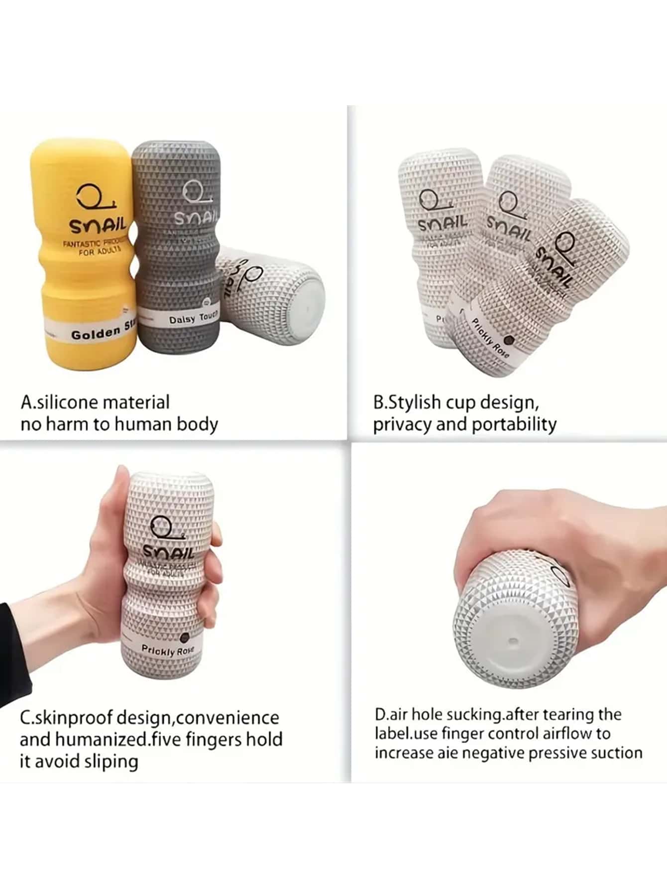 Soft Rubber Snail Orgasmic Airplane Cup Mouth Suction Anal Vaginal Male ...