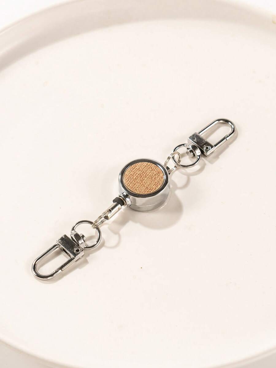 Textured Metal Double Hook Retractable Keychain, Unisex Business Waist ...