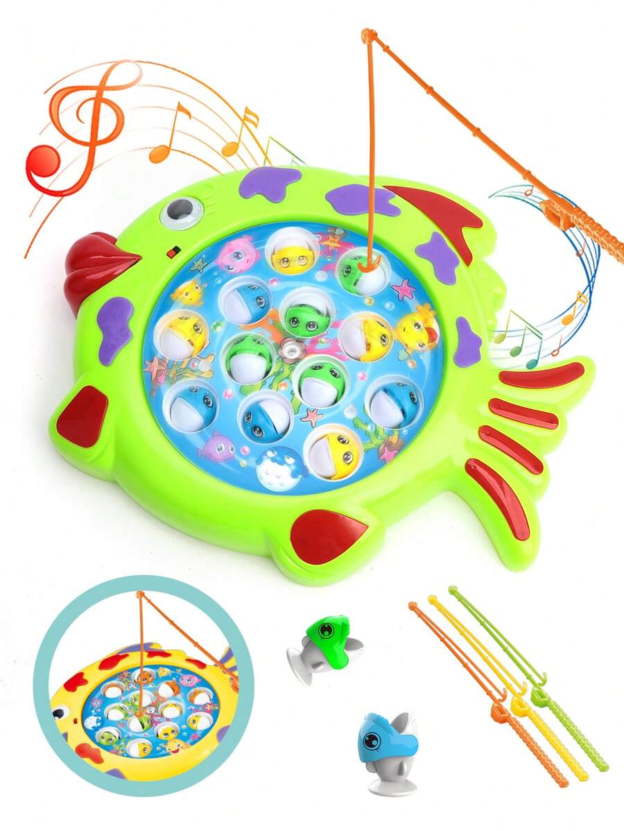 Fishing Game Toy, Rotating Board Game With Music, Includes 12 Fish And ...