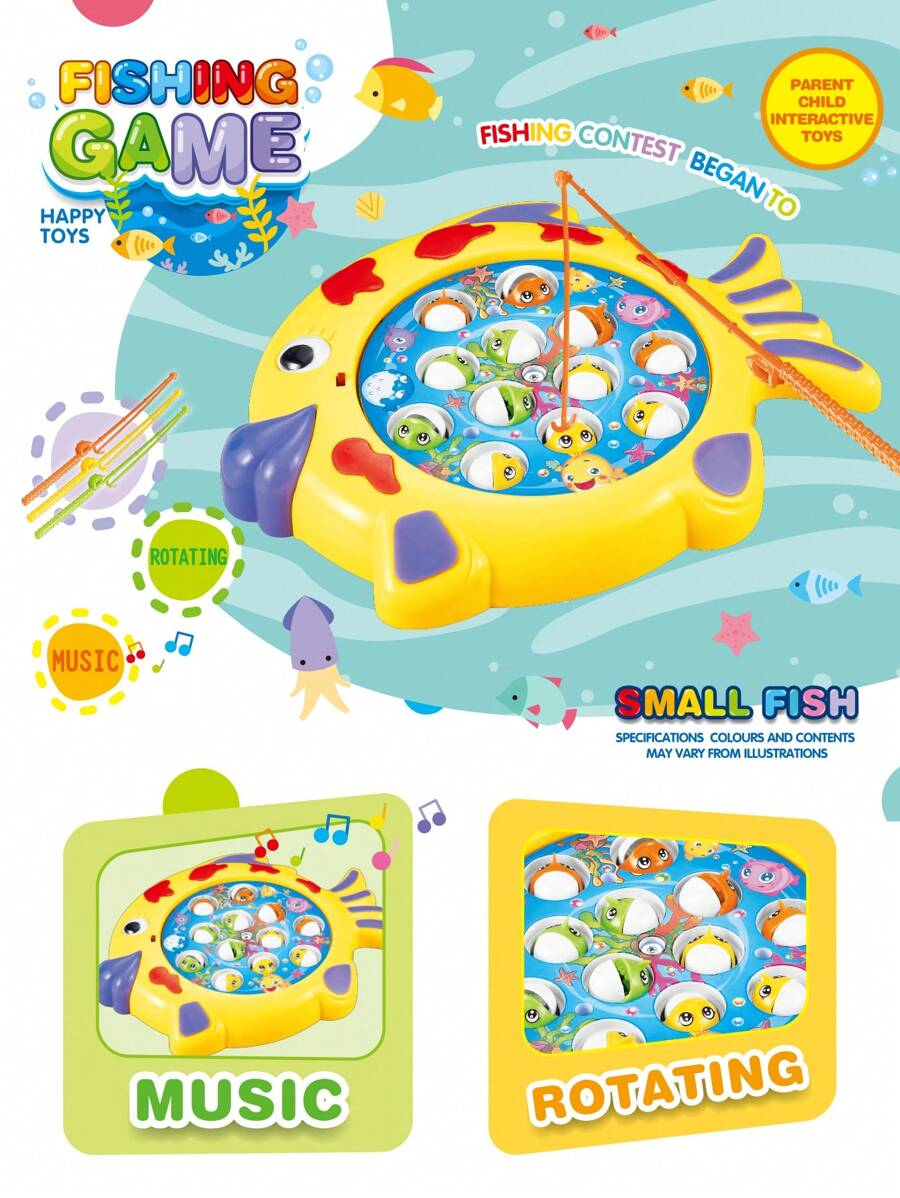 Fishing Game Toy, Rotating Board Game With Music, Includes 12 Fish And ...