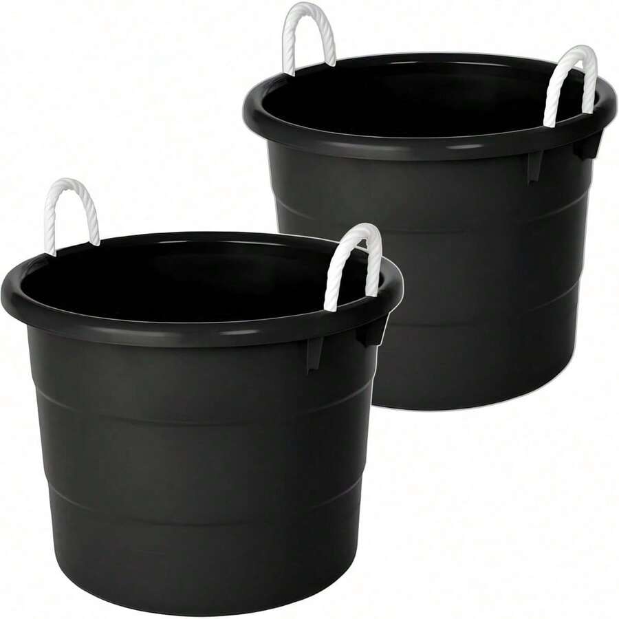 (2 Pack) - 18 Gallon Round Storage Tub With Rope Handles, Open Top ...