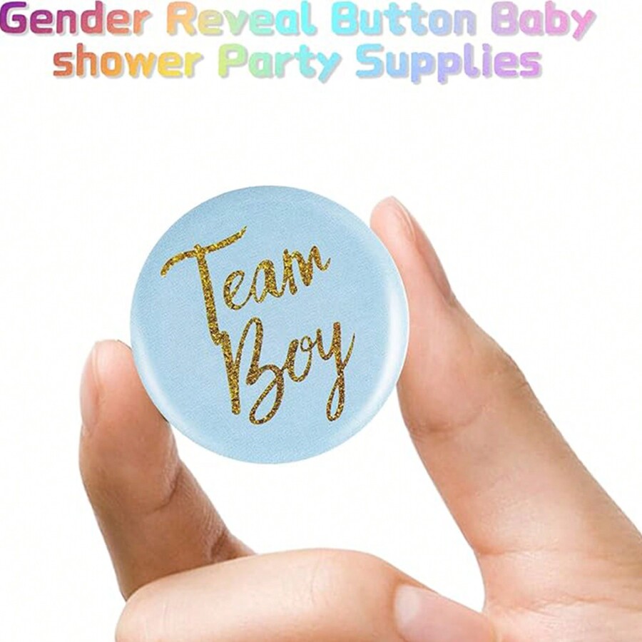 Gender Reveal Pins, 5pcs Blue & 5pcs Pink Button Pack, Team Boy Girl ...