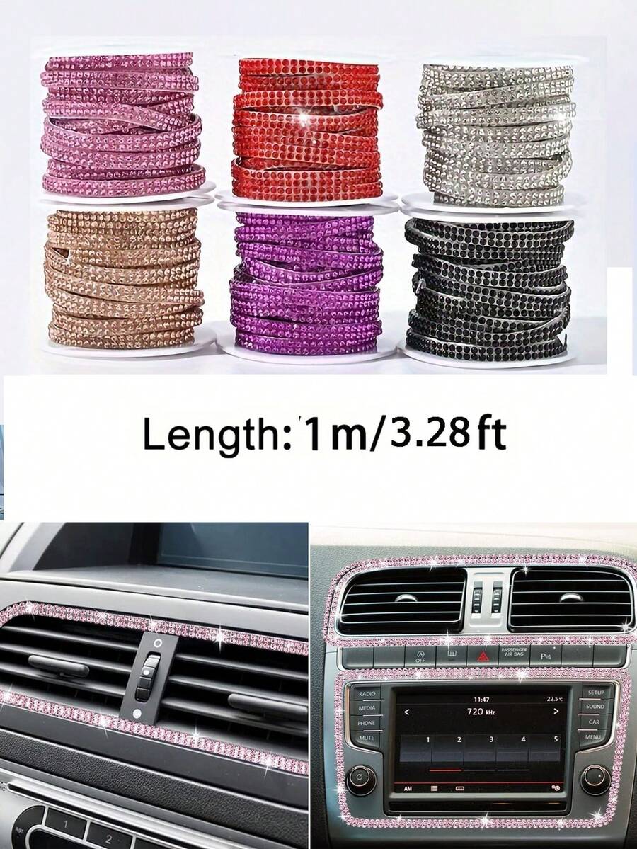 SORBANG Sparkling 1-Meter Self-Adhesive Rhinestone Strip For Car ...