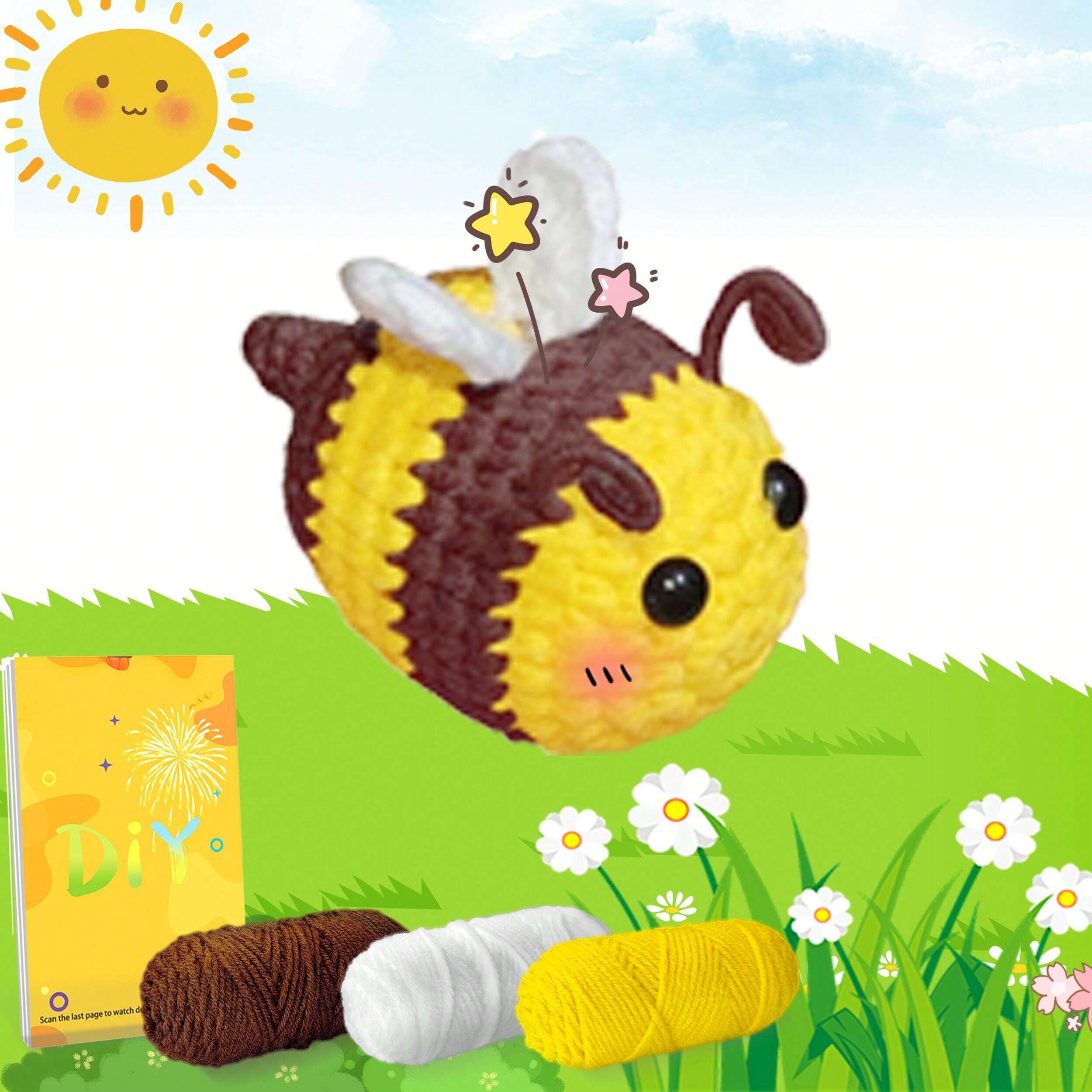 DIY Mini Buzzing Bee Crochet Kit For Beginners, Amigurumi Stuffed ...