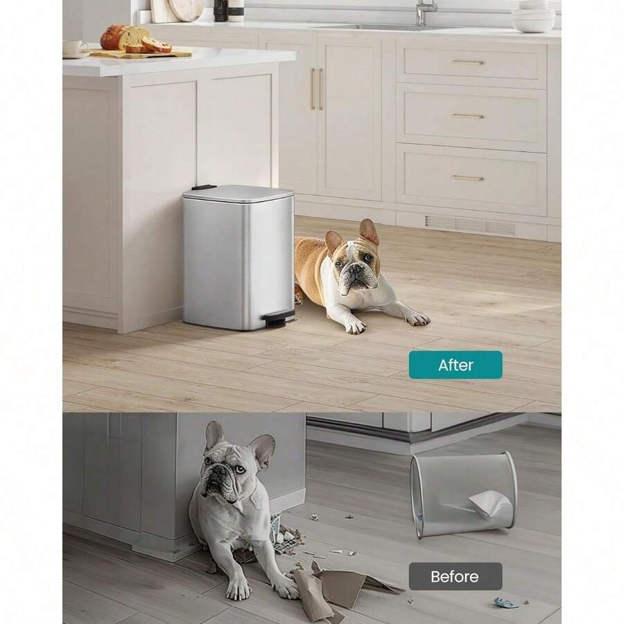 Kitchen Trash Can, 5.2-Gallon (20 L) Trash Bin, Stainless Steel Garbage ...