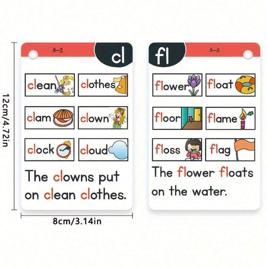 1set Kids' Read Phonics Learning Flashcards English Words Cards ...