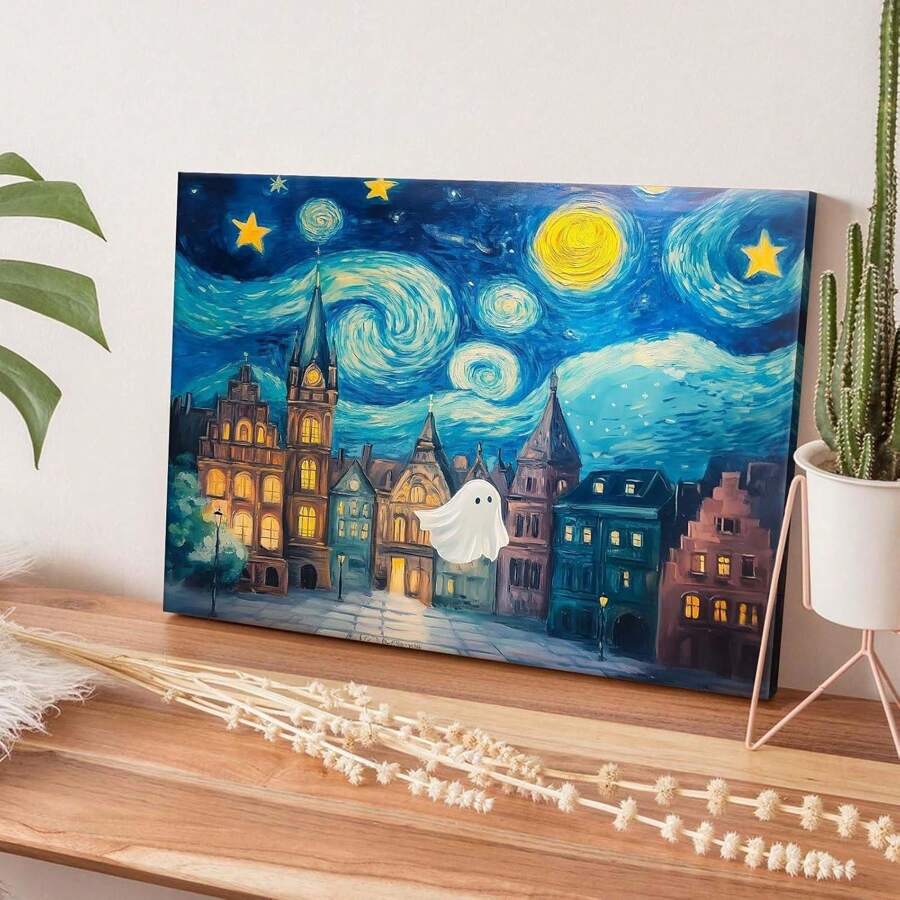 Van Gogh The Starry Night Ghost Canvas Wall Famous Oil Paintings Cute ...