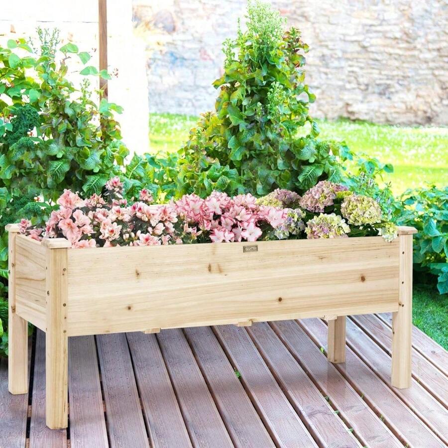 Raised Garden Bed, Wood Planter Box With Legs, Drain Holes, Elevated ...