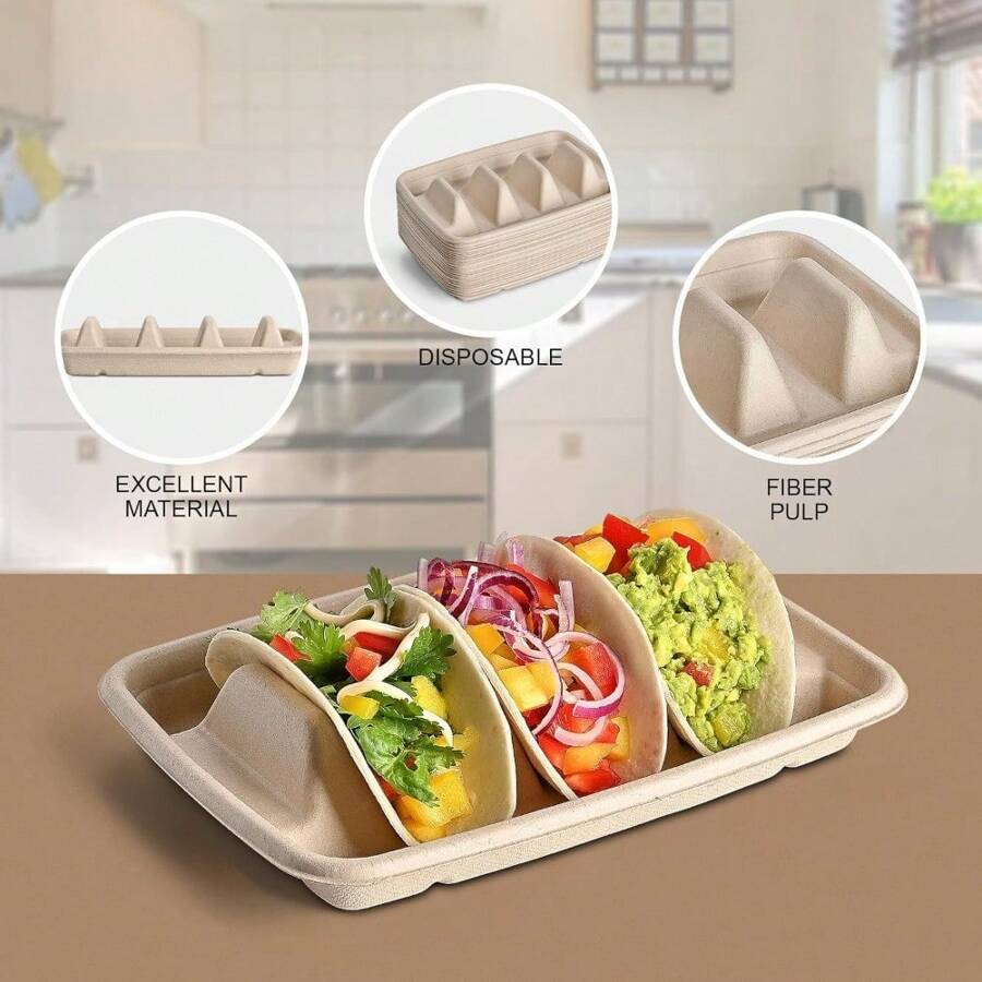 10pcs Disposable Taco Box Cornbread Tray Crispy Taco Shell Packaging ...