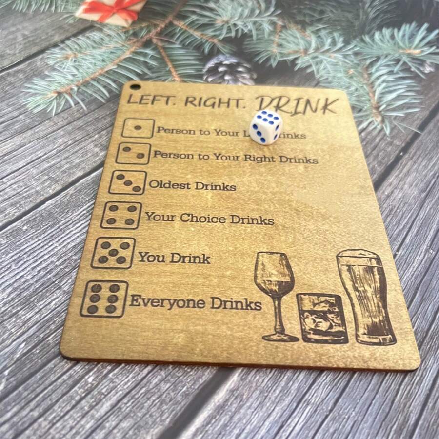 1 Pc Left Right Drink Board Game - Wooden Drinking Game For Adult ...