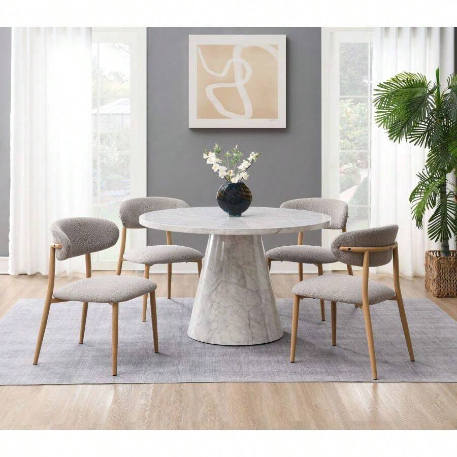 Kacey Round Dining Table Engineered Stone Finish DN03715 | SHEIN USA