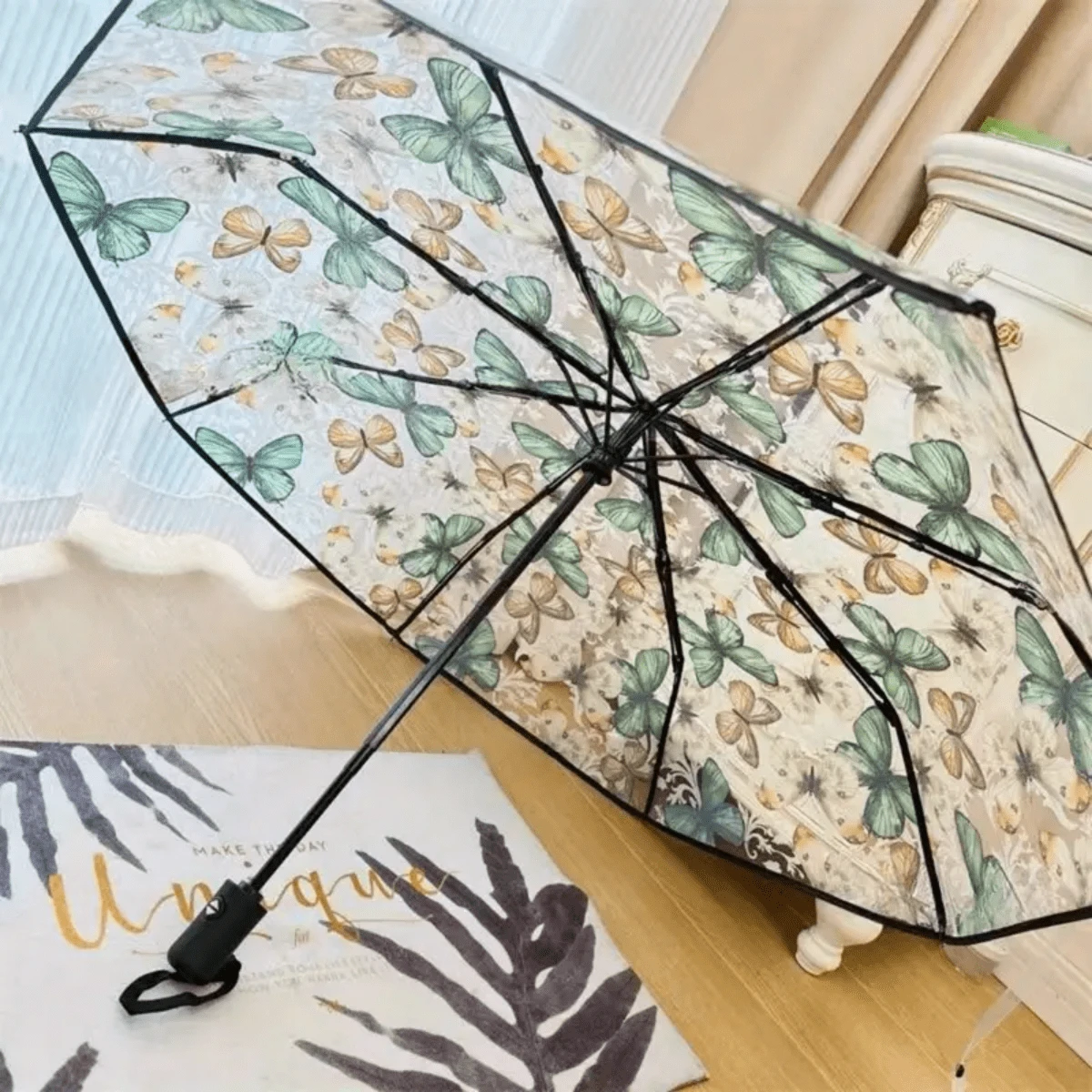 Butterfly Clear Umbrella Women Elegant Unique Automatic Open Close ...