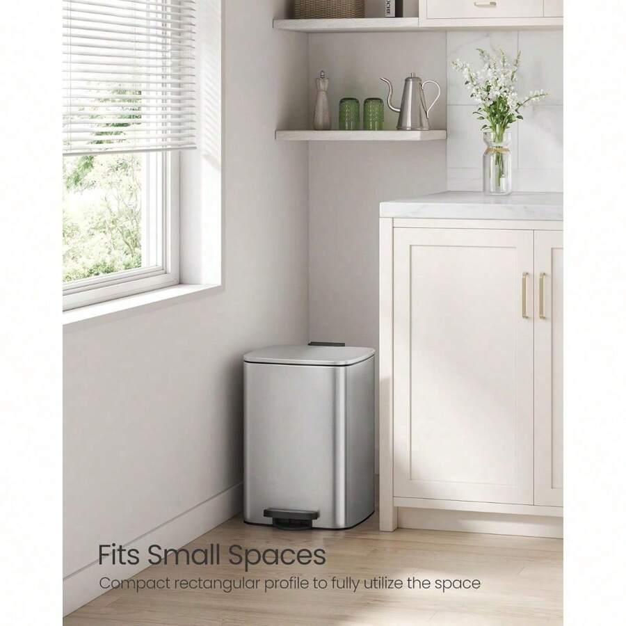 Kitchen Trash Can, 5.2-Gallon (20 L) Trash Bin, Stainless Steel Garbage ...
