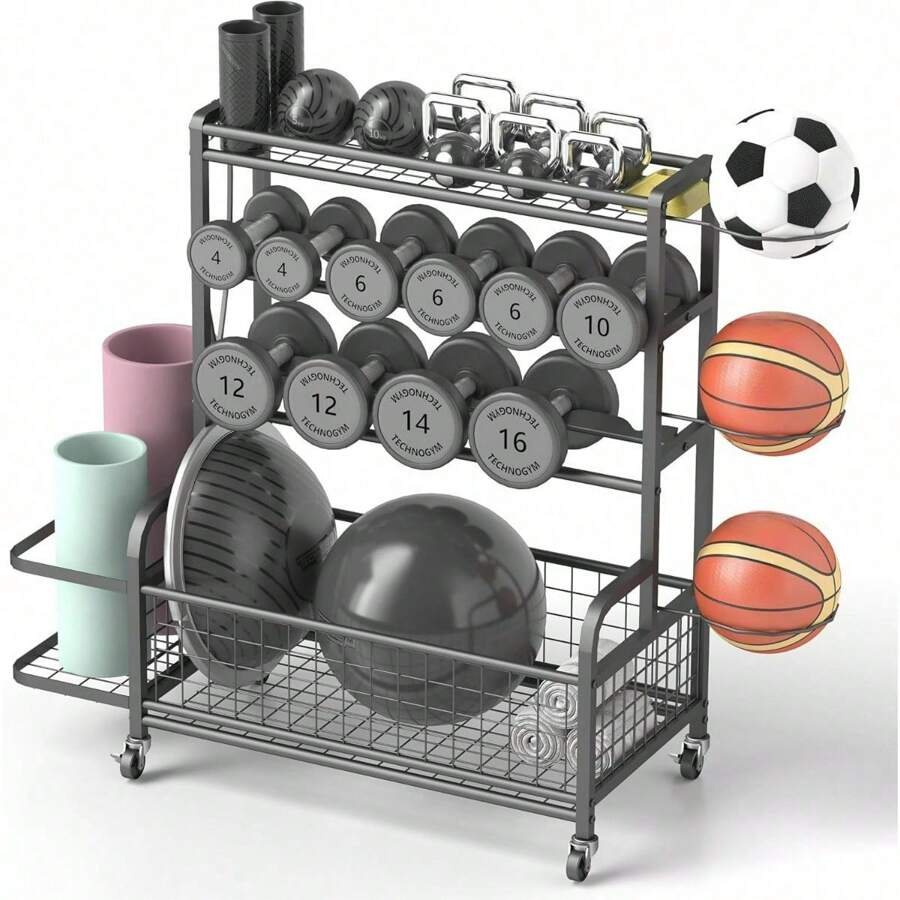 Home Gym Storage Rack For Dumbbells, Yoga Mats, Kettlebells And ...