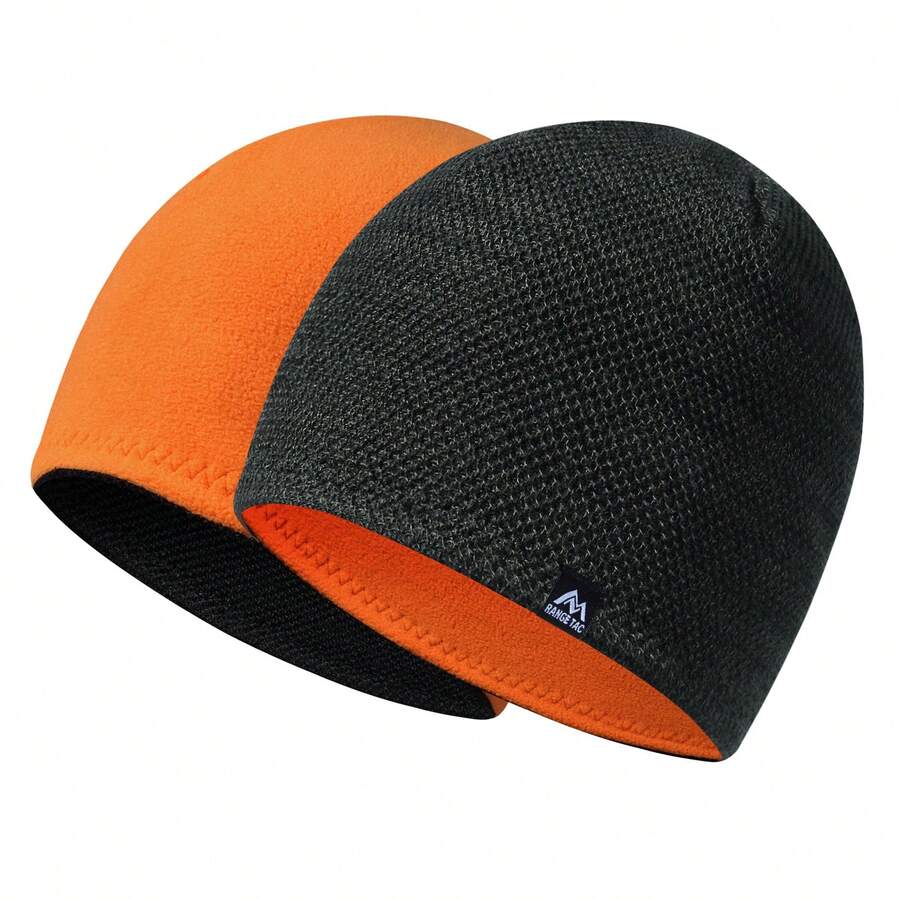 Men's Knitted Knitted Blend Hat, Reversible Thermal Lined Earflap ...