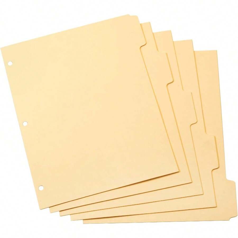 Manila 3 Ring Binder Dividers, 5 Tab, 1/5 Cut Tabs, 250 Count Box ...