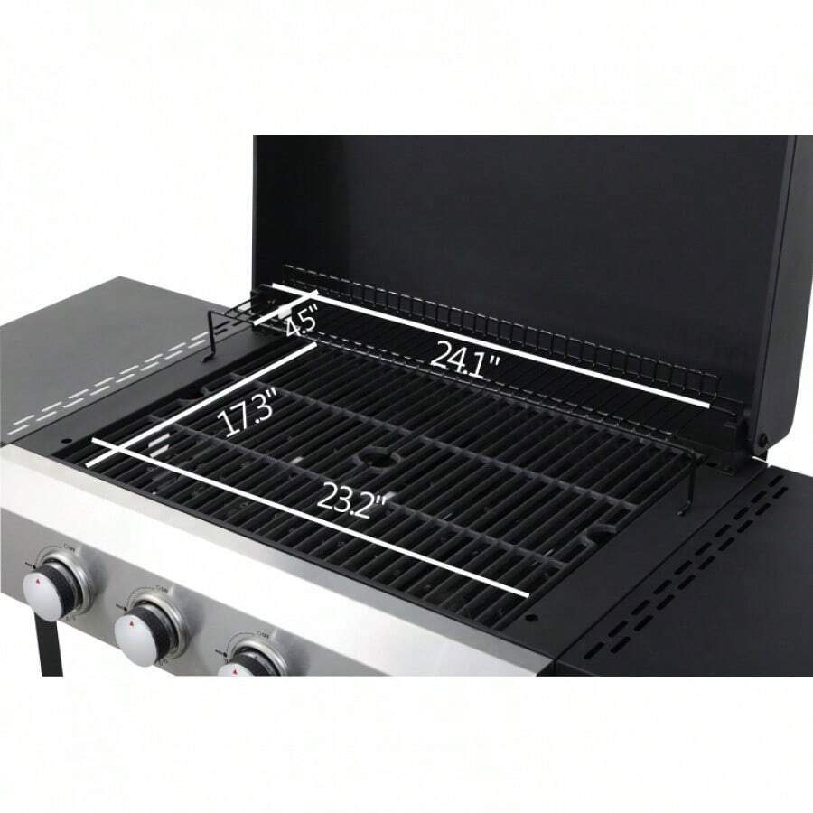 4-Burner Propane Gas BBQ Grill, SS Plancha, 49200BTU Output With Wire ...