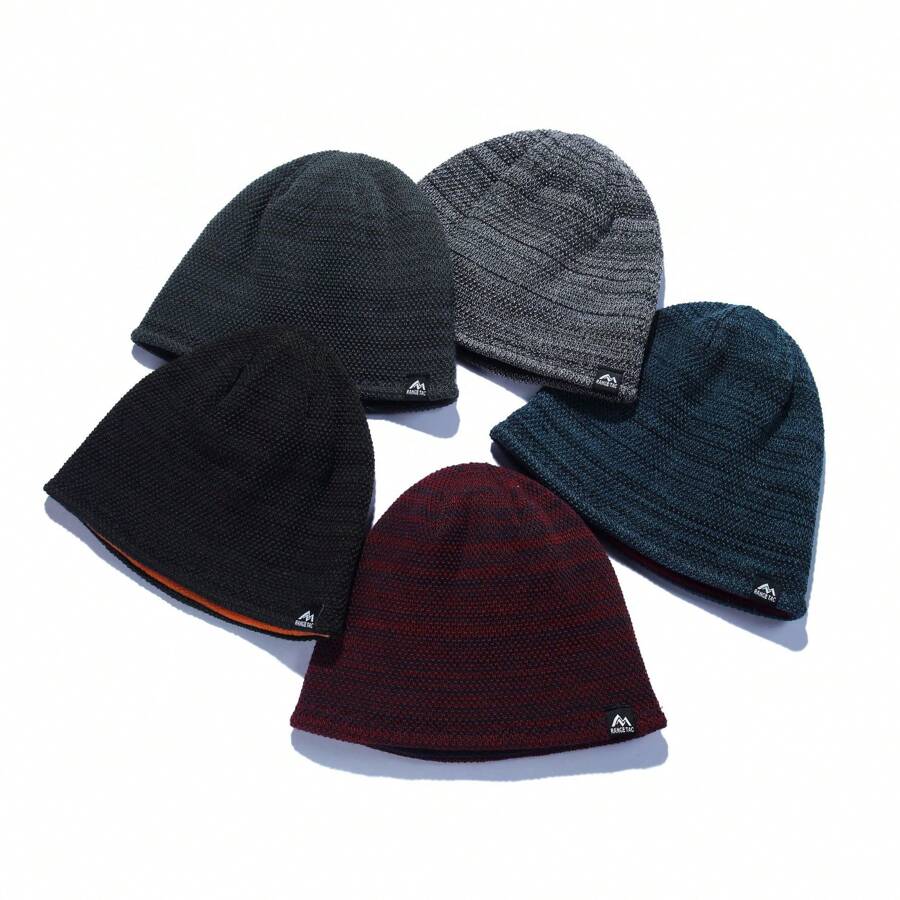 Men's Knitted Knitted Blend Hat, Reversible Thermal Lined Earflap ...