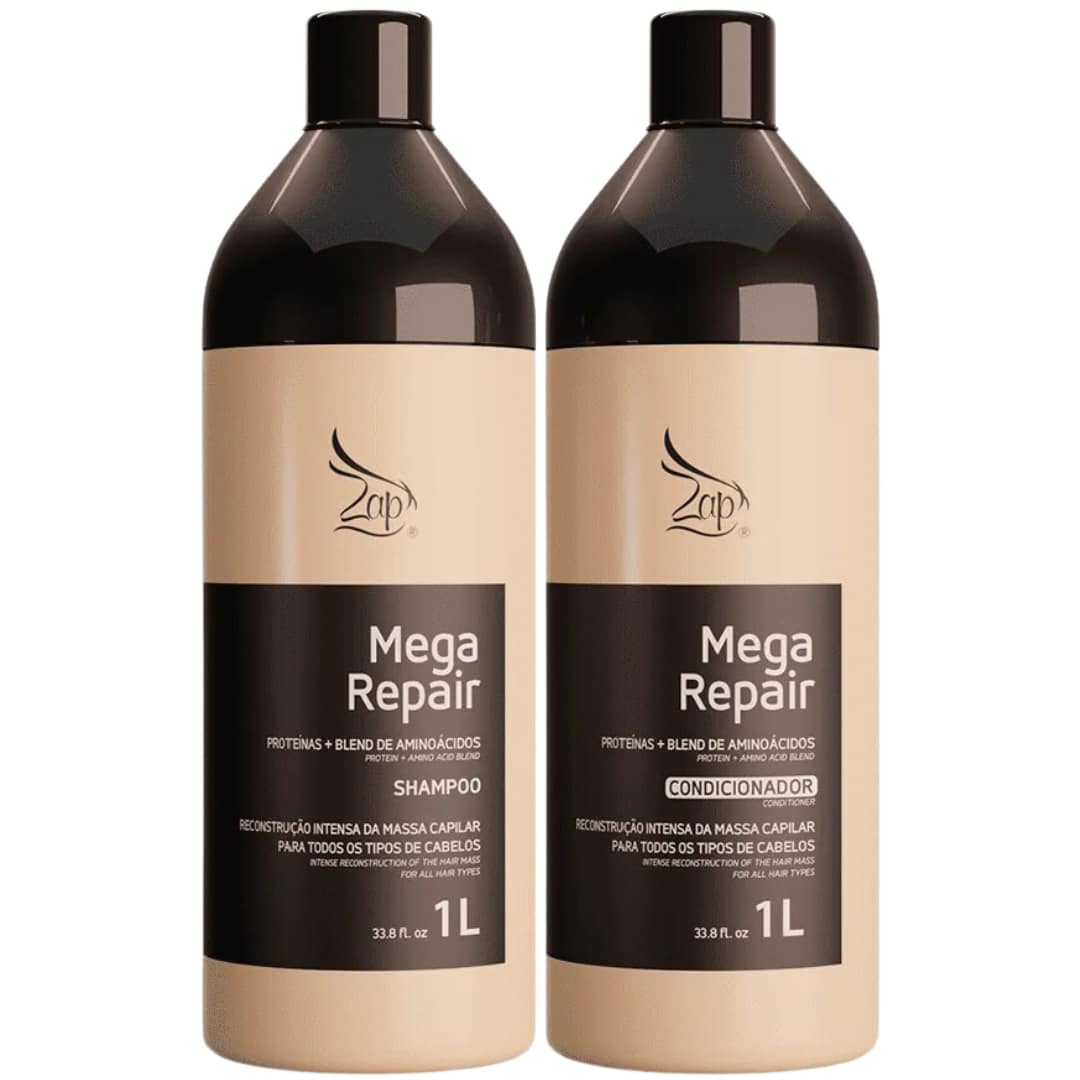 Kit Zap Shampoo + Condicionador Mega Repair Reconstrução Intensa 1L ...